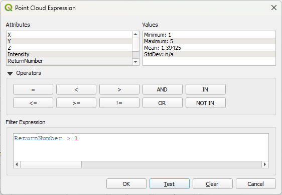 Tutorial: Filter Point Clouds: Filter using expressions | OCWGIS