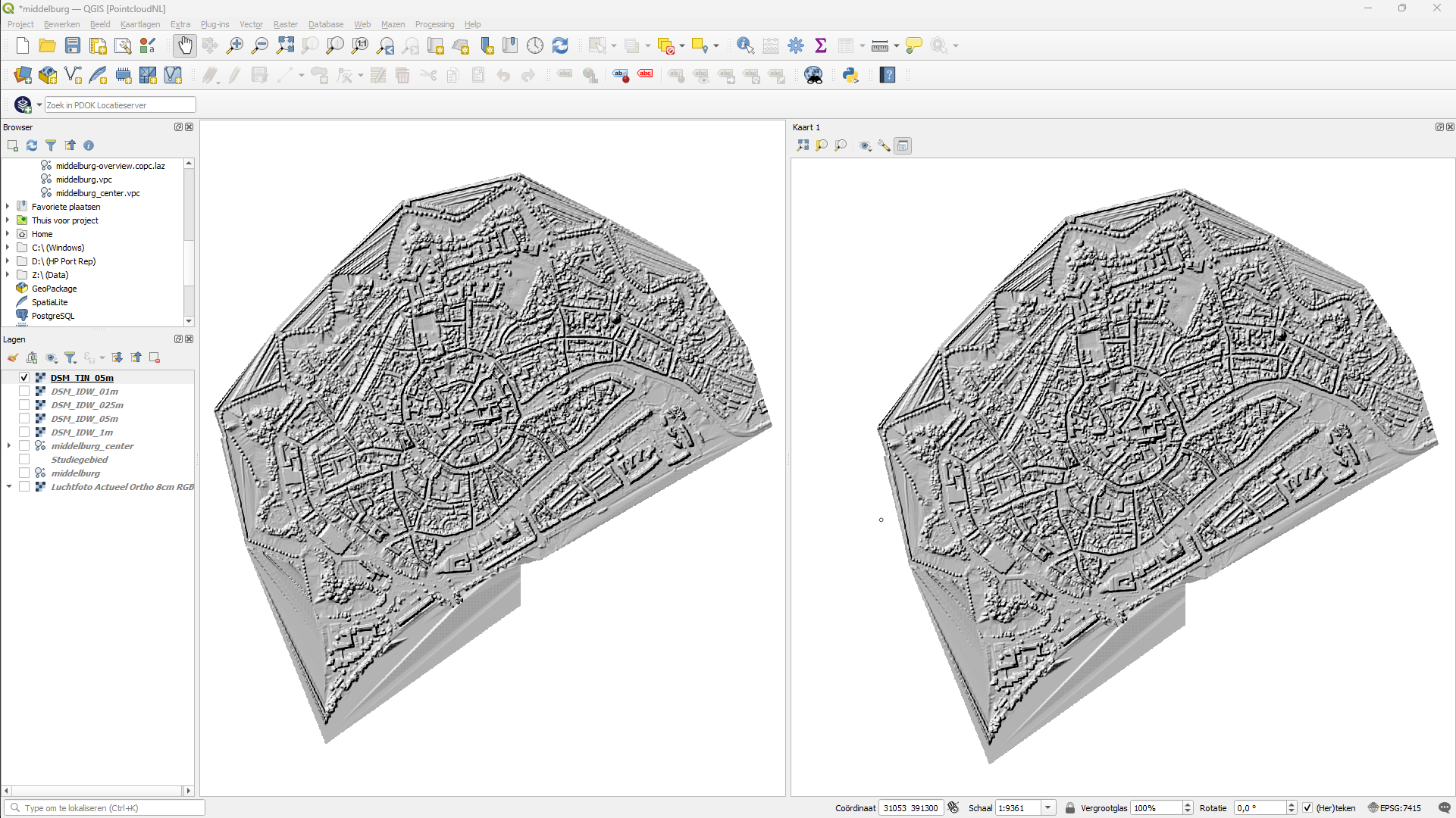 Tutorial: Point clouds interpoleren naar raster: Vergelijken van 2D ...